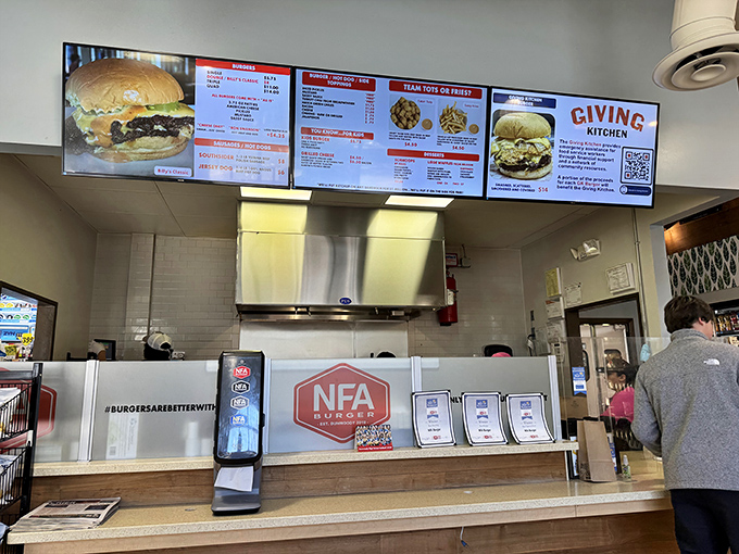 Where burger dreams become reality. This modest counter has launched more food fantasies than a celebrity chef cookbook collection.