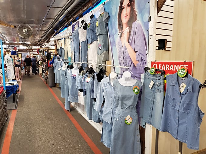 Denim displayed in every shade of blue imaginable. These aren't just clothes—they're the Florida casual uniform, ready for their next adventure.