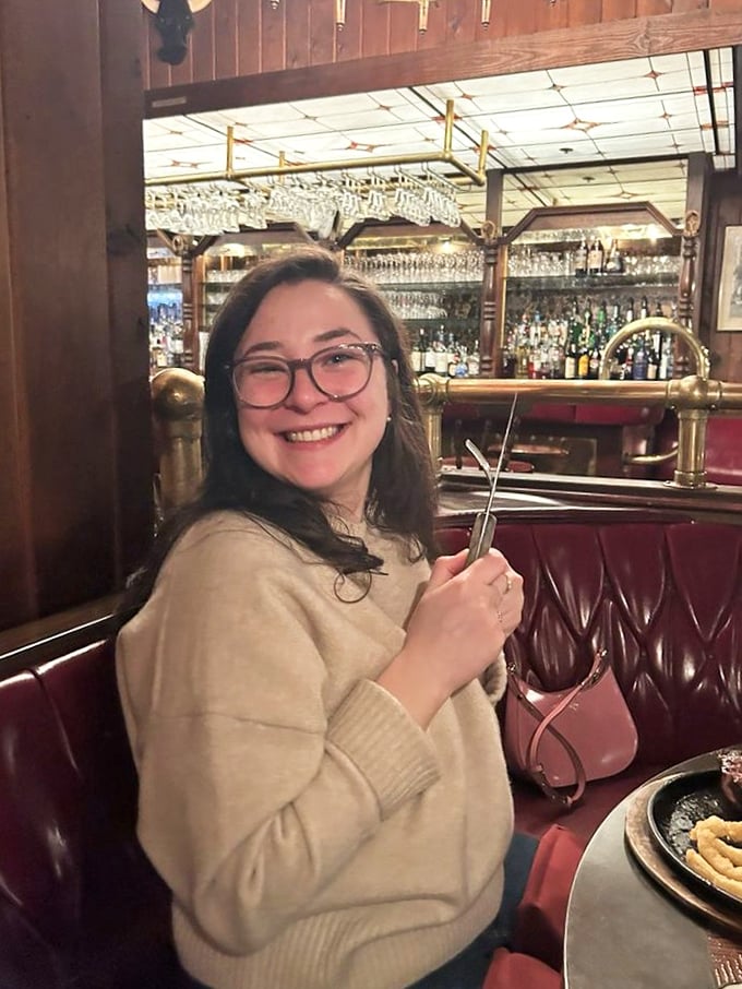 The joy on this diner's face says what words can't—Aberdeen Barn isn't just serving food, it's creating memories one perfectly cooked meal at a time.