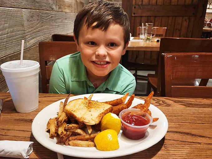 A kid's meal that doesn't patronize young palates—hand-cut fries, Texas toast, and ketchup for dipping adventures.
