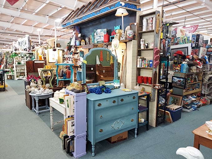 Pastel-painted furniture creates an Easter egg hunt for adults—these aren't just dressers, they're conversation pieces waiting to happen. 