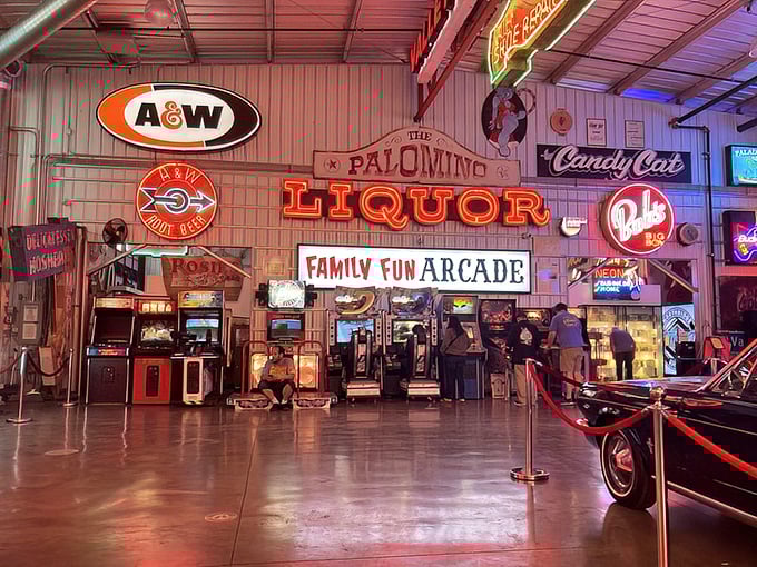 The museum's interior buzzes with nostalgic energy as visitors explore decades of carefully curated American treasures. 