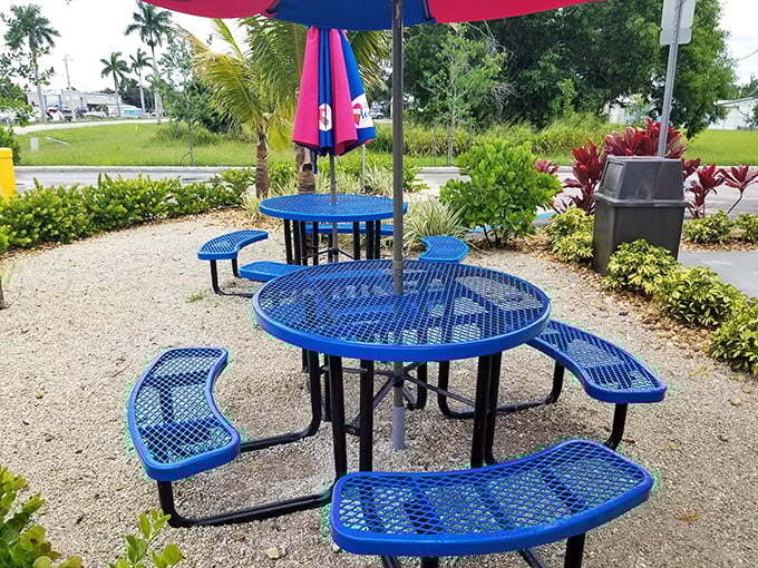 The outdoor seating area offers a chance to enjoy your frozen masterpiece in the Florida sunshine—because ice cream tastes better with a side of vitamin D.