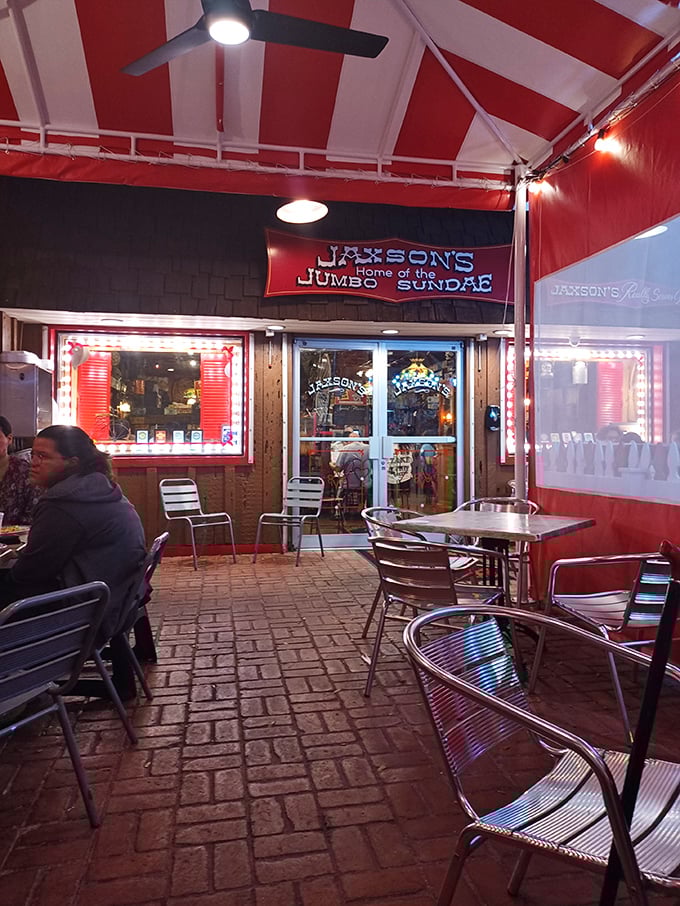 The outdoor seating area feels like the carnival came to town and decided to serve the best ice cream in Florida.