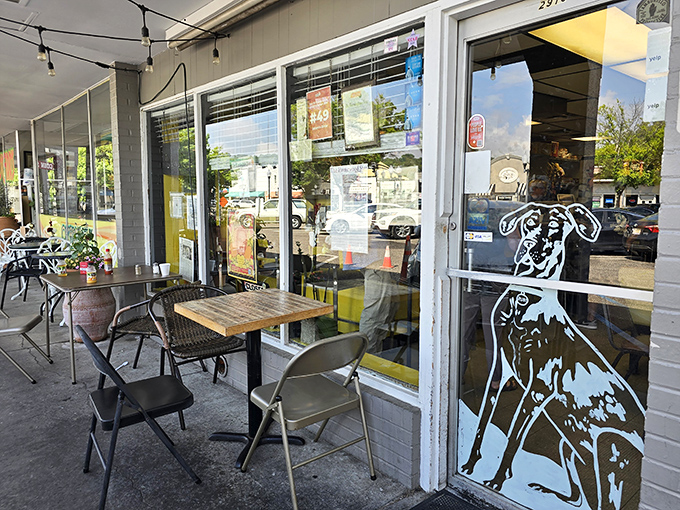 Al fresco dining, diner-style. These sidewalk tables offer fresh air with your fresh coffee, proving good food tastes even better with a side of people-watching.