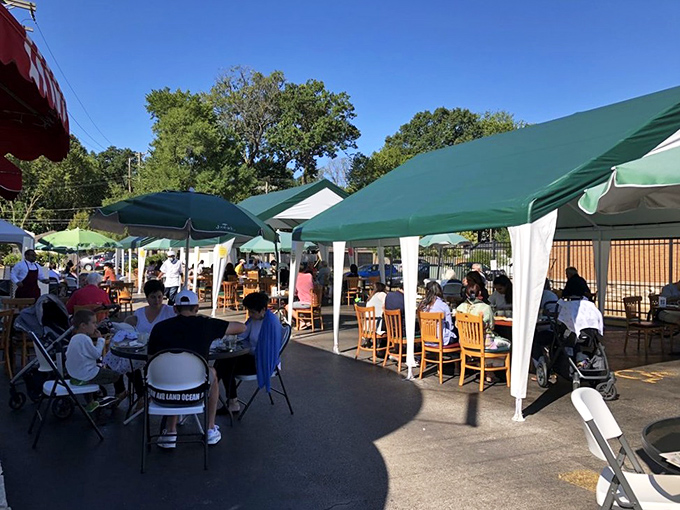 When weather permits, outdoor dining adds another dimension to the experience—pancakes simply taste better with a side of fresh air.