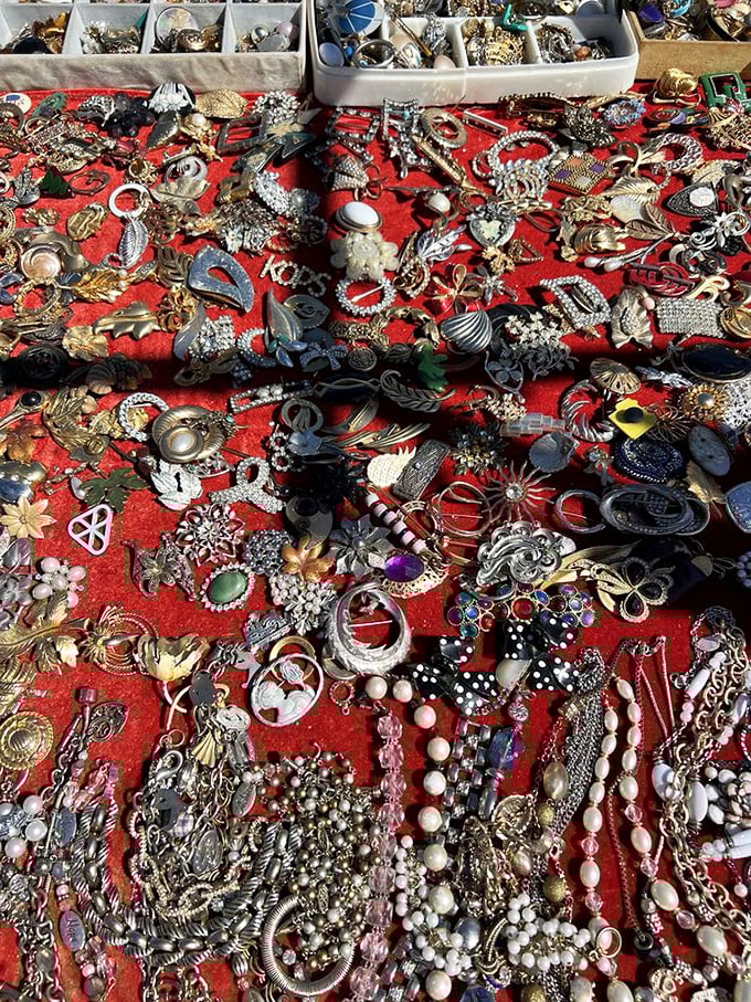 Treasure hunting at its finest! This dazzling display of vintage jewelry proves that one generation's costume is another's statement piece.