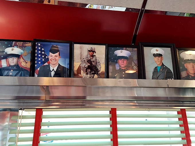 Military photos line the walls, a silent tribute that reminds us some of the best American values—service, respect, and really good pancakes—are worth preserving.