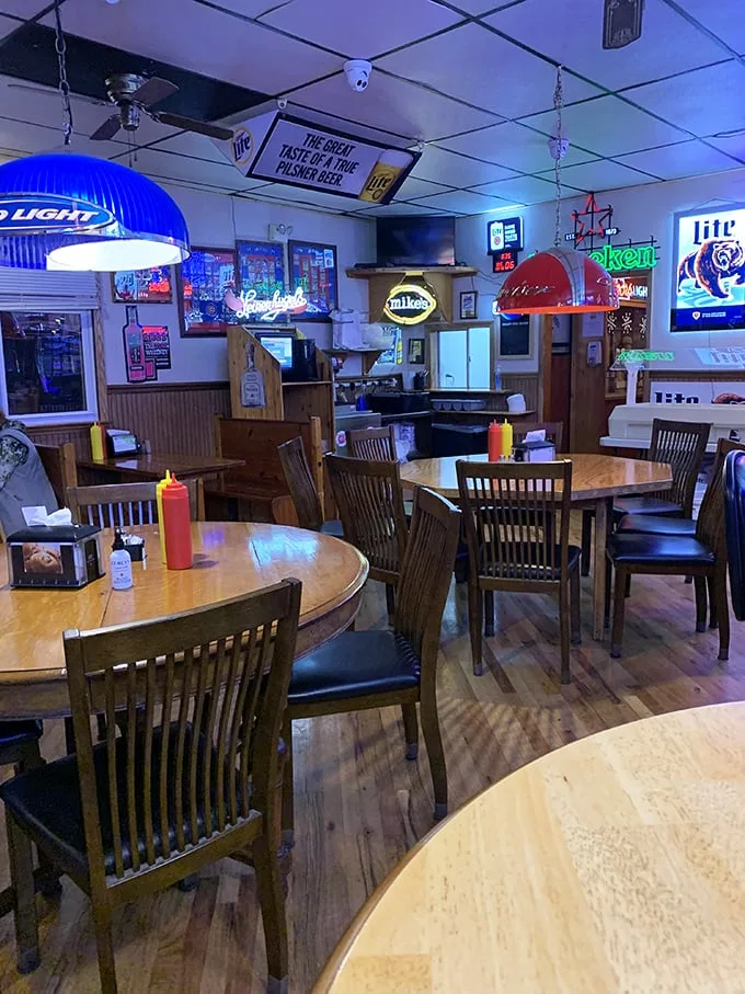 The dining room glows with beer signs and conversation, where every table feels like you're sitting at the cool kids' table.