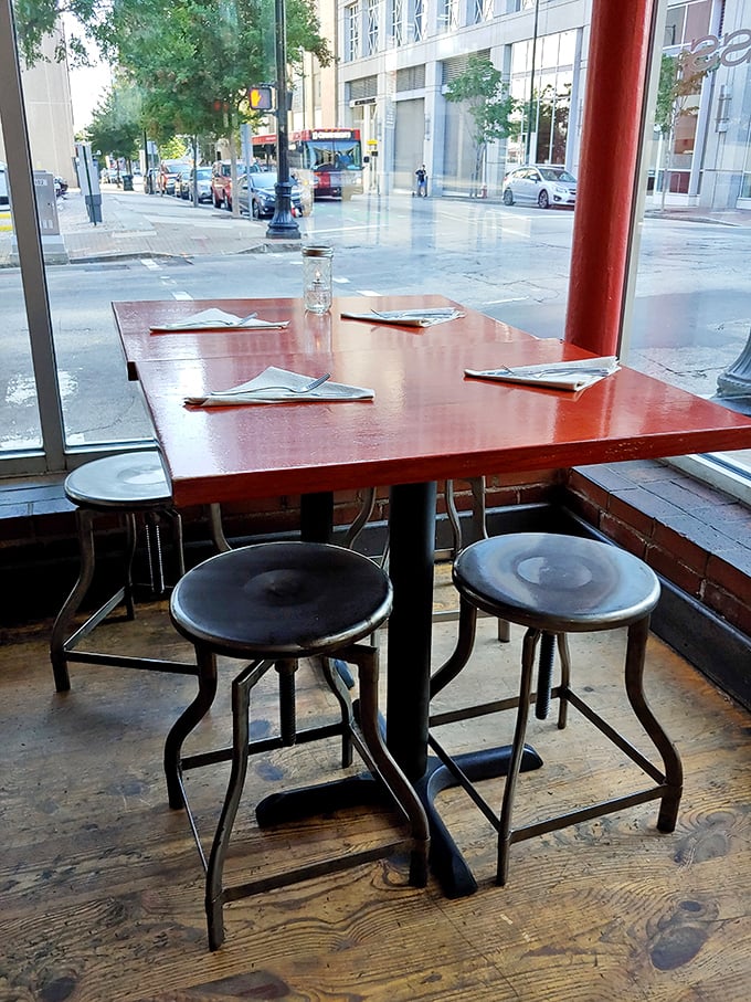 Window seats: prime real estate for people-watching between bites. These coveted tables offer street views and the perfect lighting for food photography.
