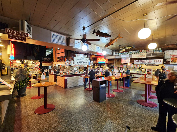 The standing tables and no-nonsense setup tell you everything: Faidley's is about the food, not the frills. Democracy by way of seafood.