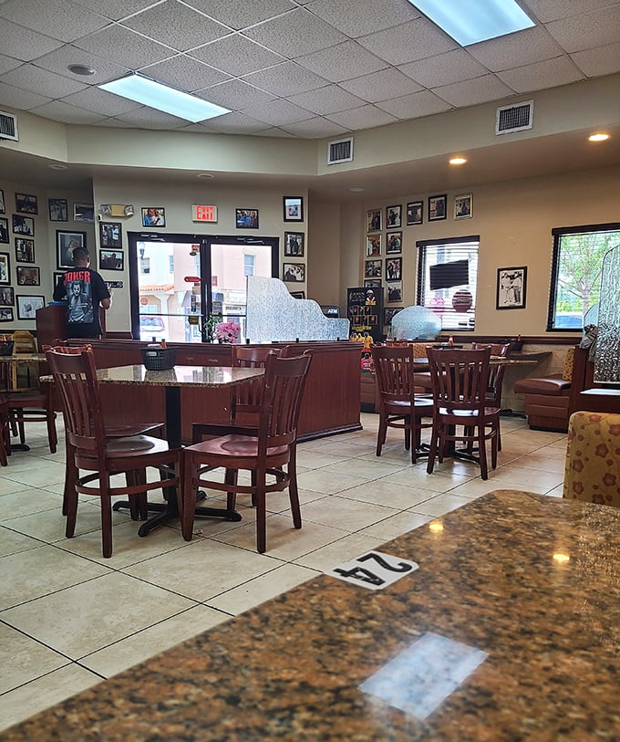 Morning light streams through windows onto empty tables that won't stay that way long – the calm before the delicious storm.