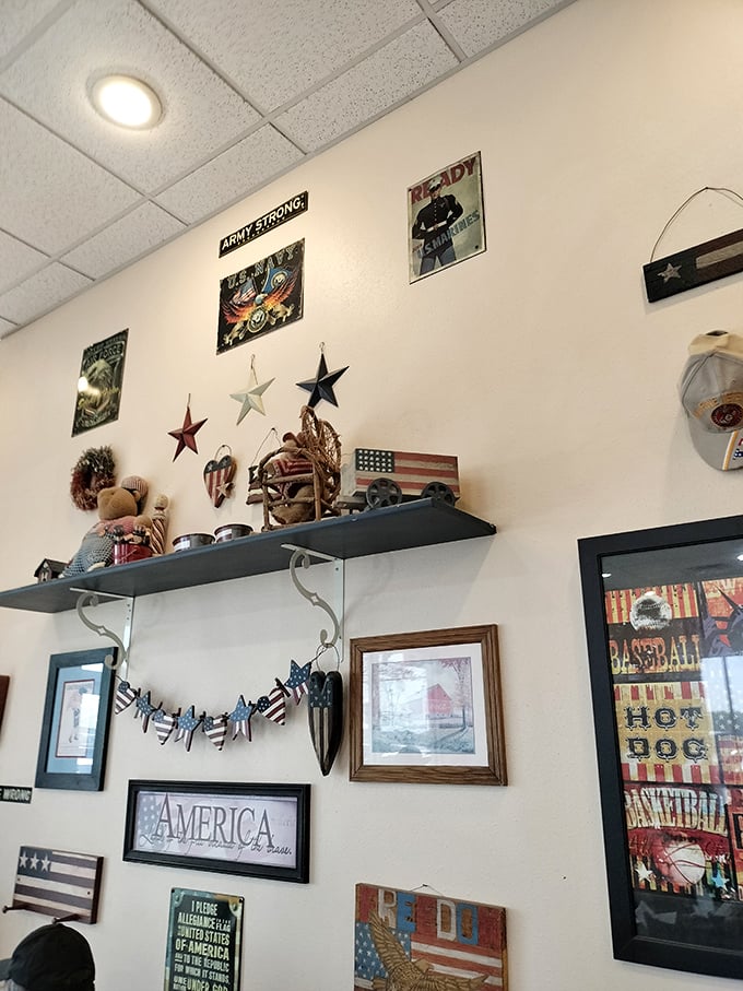 The walls tell stories of Americana through carefully collected memorabilia—not the manufactured kind, but pieces that earned their place over time.
