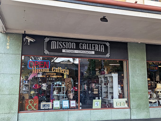 Mission Galleria's classic storefront brings old-world charm to downtown Riverside – architectural eye candy with treasures inside.