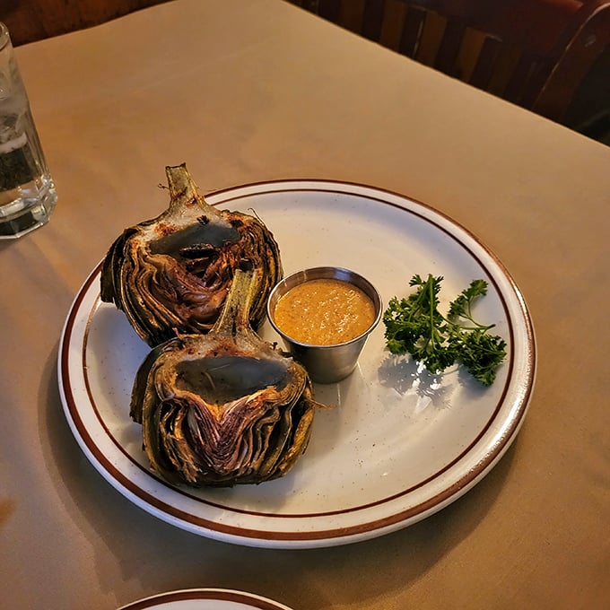 Even the artichokes get the royal treatment, proving vegetables can be just as exciting as meat.