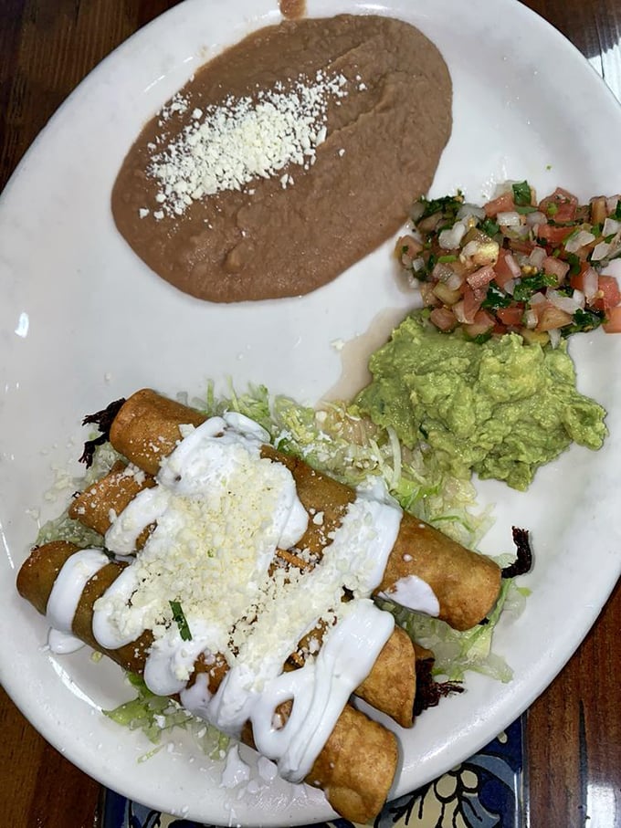 These flautas aren't just rolled and fried tortillas—they're crispy vessels delivering perfectly seasoned fillings to your grateful taste buds.