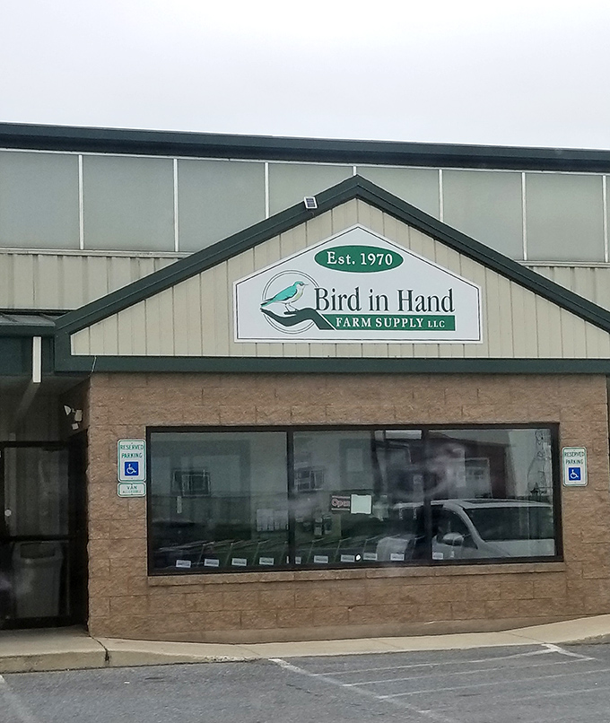 Even farm supplies get the Bird-in-Hand treatment of quality and care. The green bird logo says it all—this place knows its rural roots.