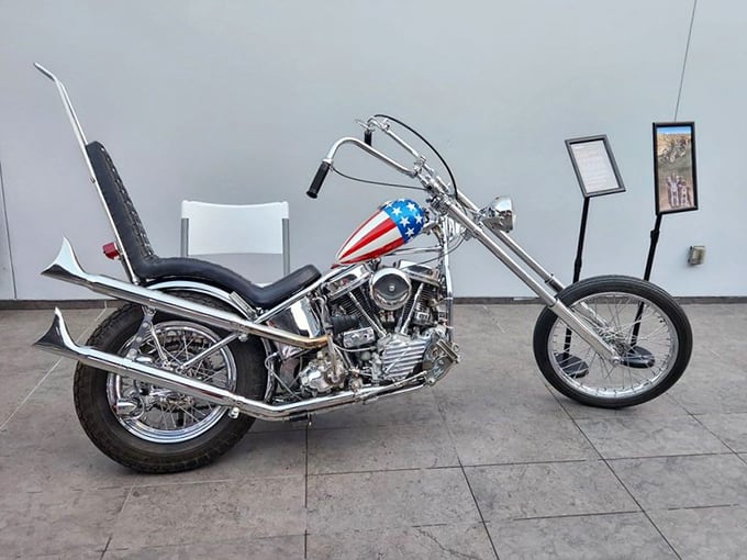 This stars-and-stripes chopper isn't just transportation—it's rolling Americana, ready for its close-up in an Easy Rider sequel.