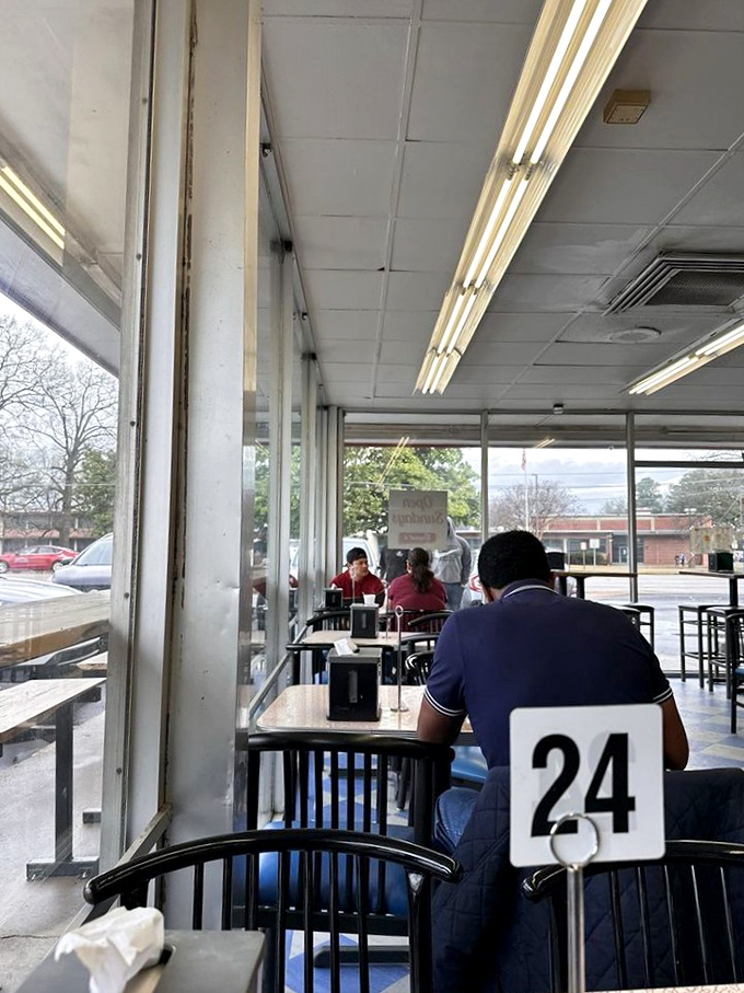 Morning light streams through windows as diners settle in with coffee and anticipation. Table 24 is about to experience breakfast euphoria.