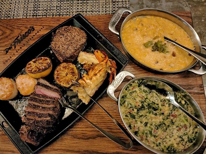 This isn't just dinner—it's a flavor festival on a wooden board with sides that refuse to be mere supporting actors.