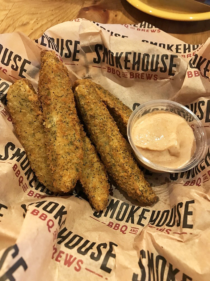 These aren't your average pickles—they're "frickles," fried to golden perfection and served with a dipping sauce that'll make you forget vegetables are healthy.