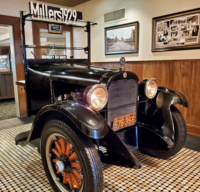 This vintage car isn't just decoration—it's a time machine to when Miller's first started serving hungry travelers in 1929.