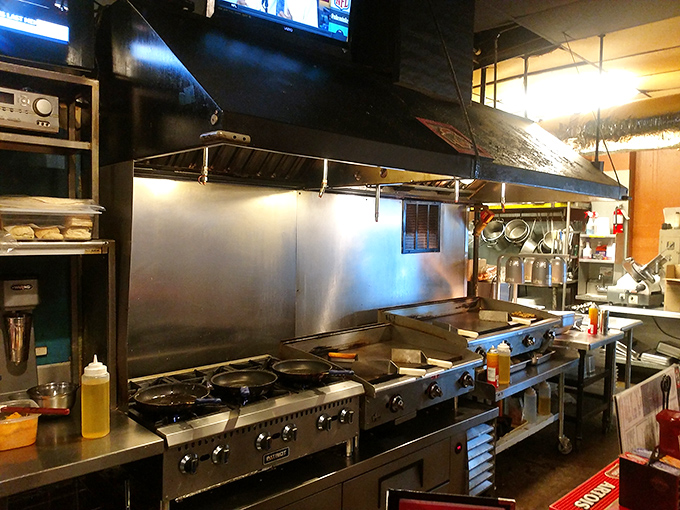 The kitchen's well-seasoned flat top has probably cooked enough eggs to circle the globe. This is where breakfast dreams materialize.
