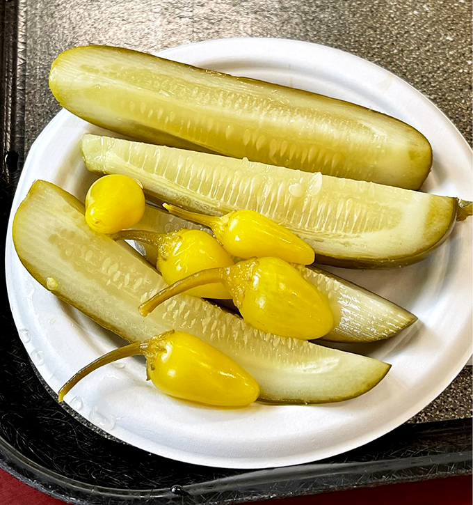Crisp pickles and peppers provide the perfect acidic punch to cut through rich sandwich flavors. 