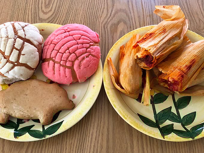 The perfect plate doesn't exi— Oh wait, here it is. Traditional conchas alongside corn-husked tamales—the ultimate Mexican food harmony.