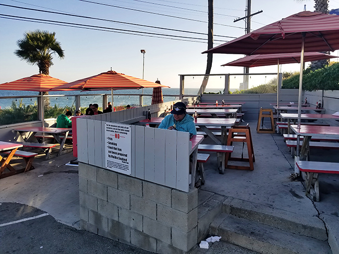 As the sun begins its descent, the patio transforms into California's answer to a New England clambake—casual, breezy, and utterly satisfying.