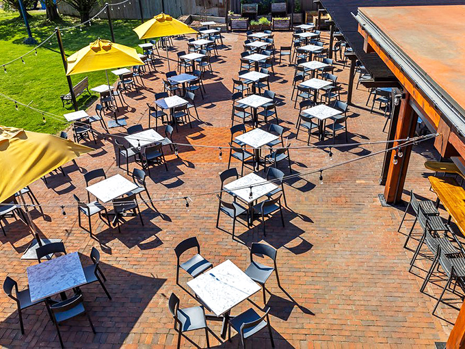Social distancing never looked so inviting – this sun-drenched patio practically begs you to linger over lunch.