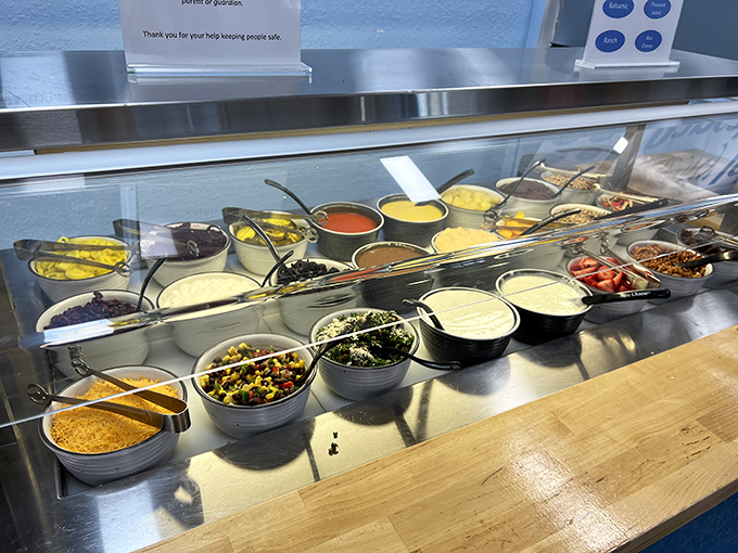 A rainbow of fresh toppings awaits, proving this pancake house takes its commitment to customization and quality ingredients seriously.