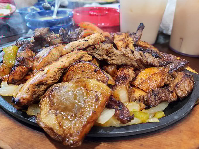 Sizzle, sizzle! This fajita platter doesn't just arrive at your table—it announces itself with theatrical flair and aromas that turn every head in the restaurant.