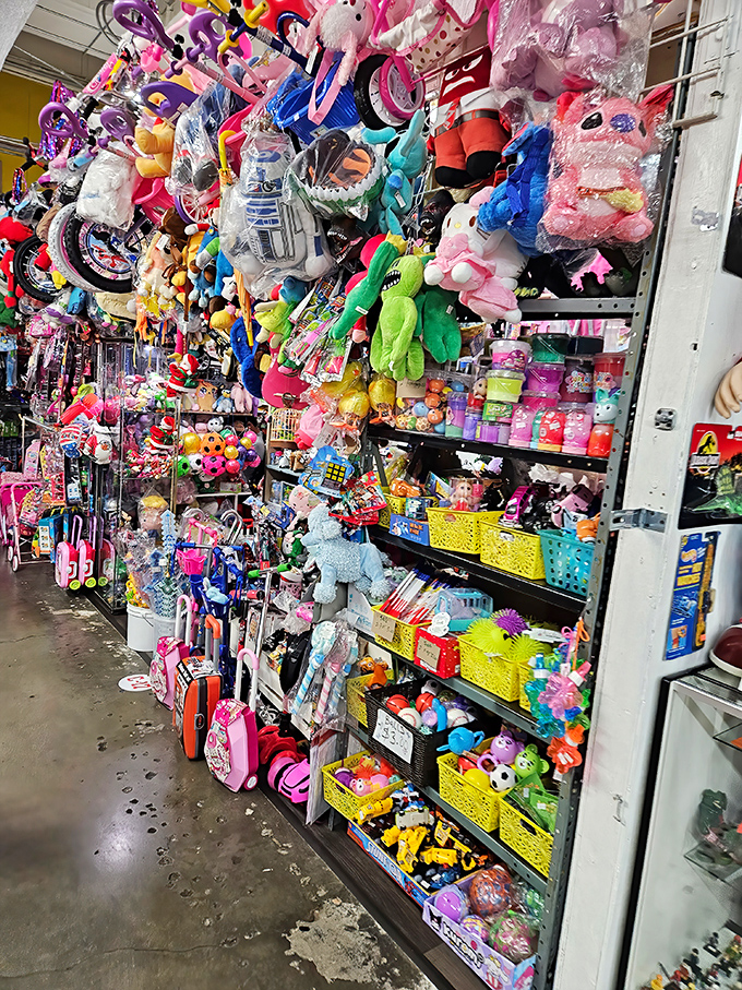 Stuffed animals create a cuddly kingdom where childhood memories are made and comfort comes in plush form.