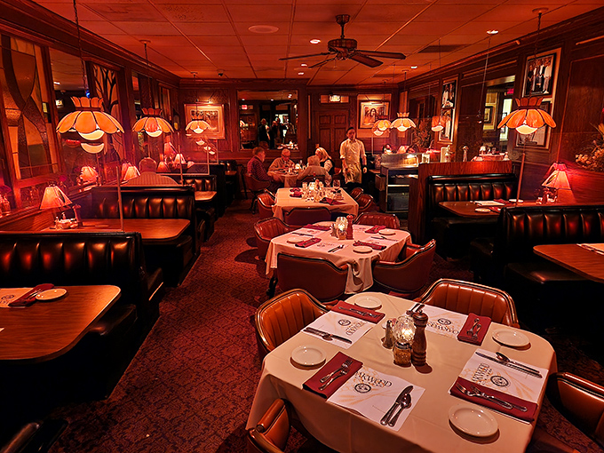 Classic white tablecloths and leather booths—where memories are made between bites of perfectly aged beef and sips of bold cabernet.
