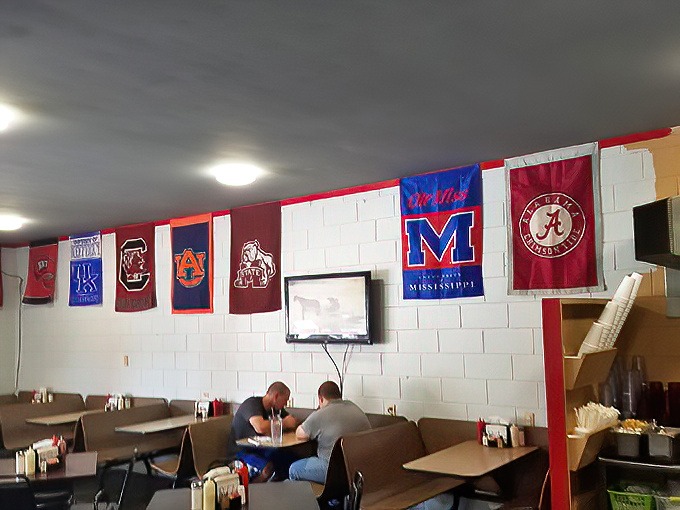 SEC football loyalty on full display—these banners aren't just decoration, they're conversation starters and occasional friendly argument instigators.