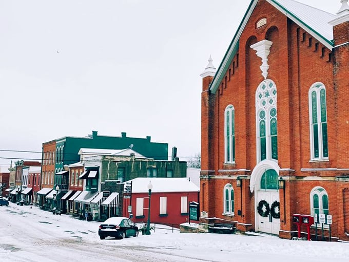Winter blankets Weston in quiet magic. Snow-covered brick buildings and church steeples create a Christmas card scene that Hallmark wishes they could bottle.
