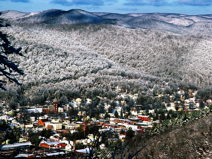 Winter blankets Emporium in pristine white, transforming the mountain town into a snow globe scene that Norman Rockwell would have rushed to paint.