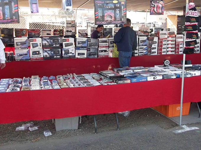 Tech bazaar extraordinaire—where car audio dreams and gadget fantasies come true for those willing to navigate the sea of boxes and bargain accordingly.