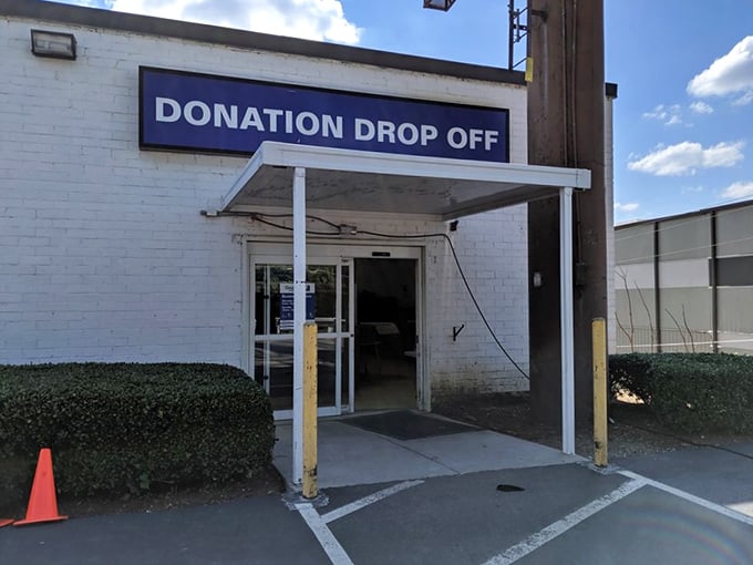 Where one person's decluttering mission becomes another's treasure hunt—the donation drop-off, retail's circle of life.