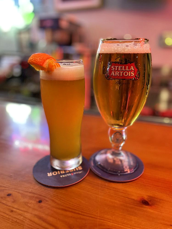 Cold beers awaiting their moment of glory—because after a day in the Florida sun, that first sip is practically a religious experience.