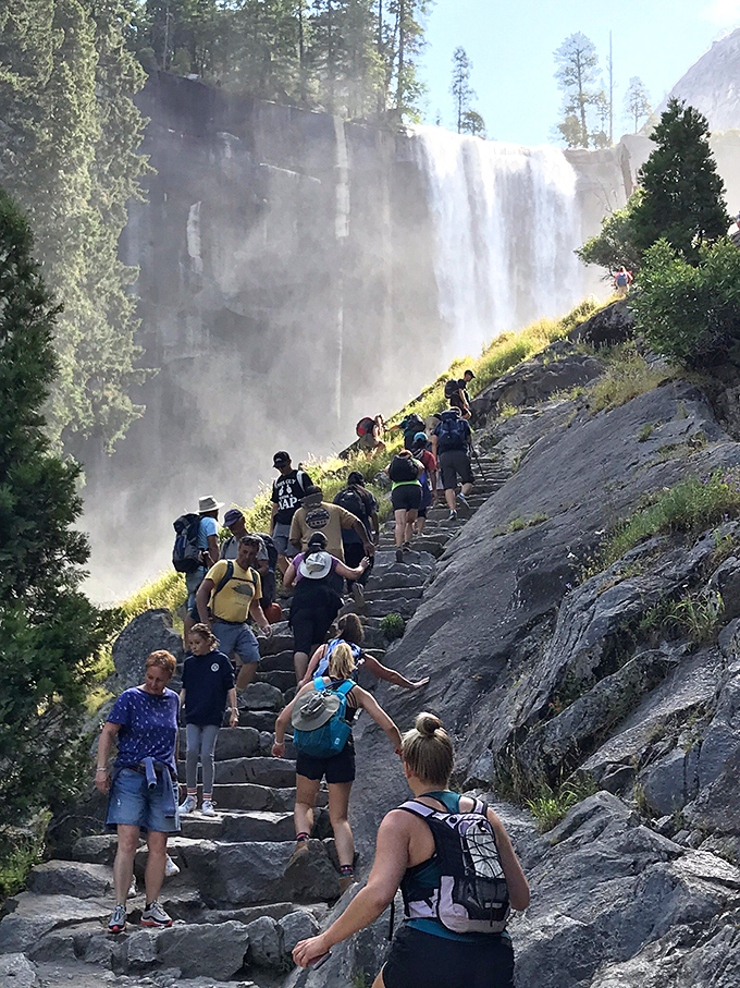 The human waterfall flowing upward. On busy summer days, the Mist Trail becomes its own natural wonder of synchronized huffing and puffing.
