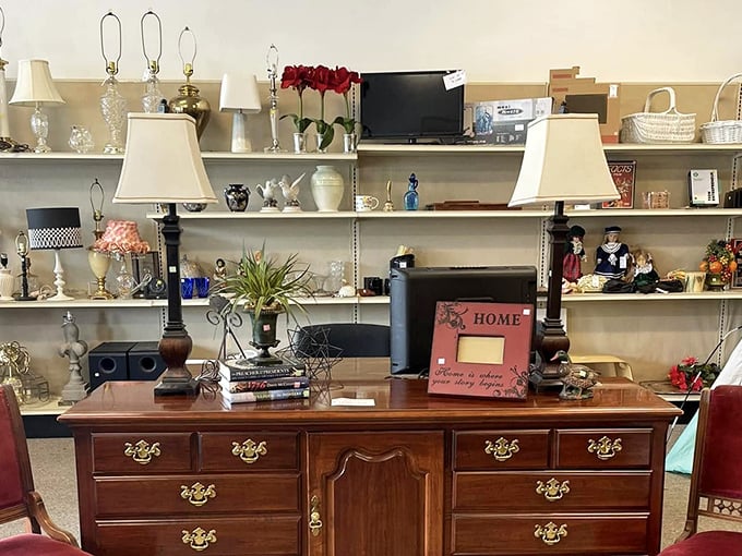 This isn't just a dresser with lamps—it's the starting point for your next "you won't believe what I found for just..." story.