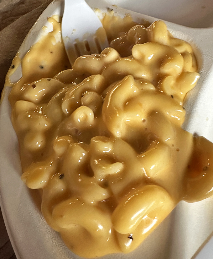 Mac and cheese that doesn't know it's a side dish. This creamy, golden masterpiece demands equal billing with the meat.