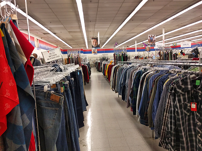 The men's department – where flannel shirts and khakis stand at attention, ready for their second chance at making a fashion statement.