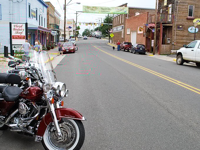 Floyd's main street welcomes both motorcycles and pedestrians, a place where Sunday drivers and weekend warriors find common ground.