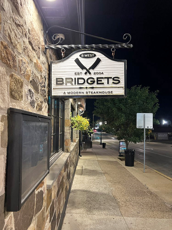 The hanging sign outside Bridget's promises "A Modern Steakhouse" experience, but what it delivers is more like a carnivore's dream come true.