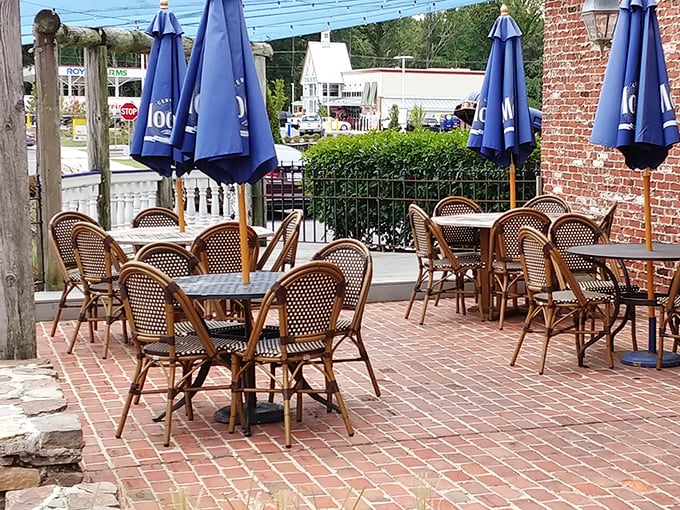 Patio seating for when your food coma requires fresh air. Those blue umbrellas have shaded many a recovery margarita.