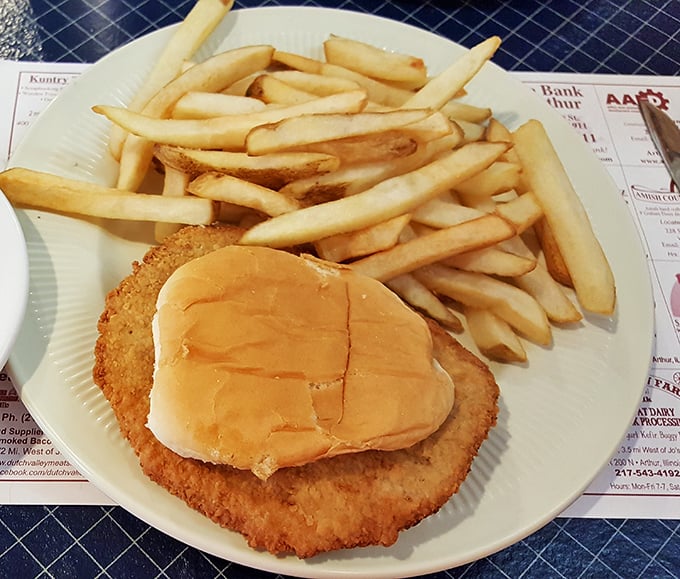 A breaded pork tenderloin sandwich that makes you wonder why you ever bothered with those dainty city versions—this is the rural original.