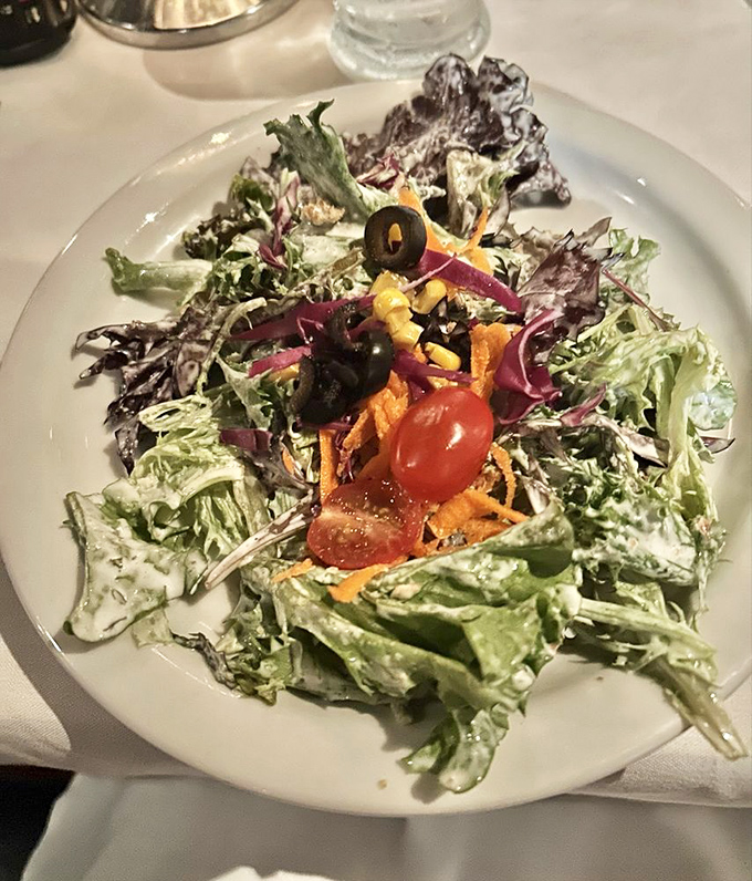 A house salad that actually deserves attention – not just an obligatory nod to nutrition but a thoughtfully composed plate that holds its own.
